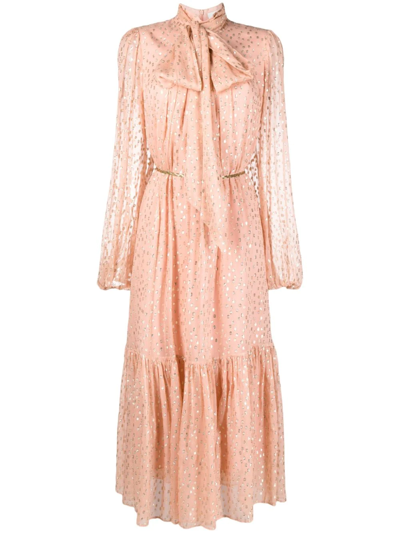 Zimmermann Billow Metallic Polka-dot Dress In Pink | ModeSens