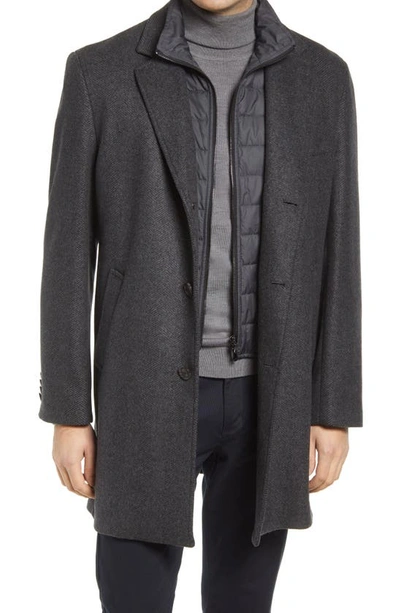 Jack Victor Delman Wool & Cashmere Coat With Removable Bib In Charcoal ...