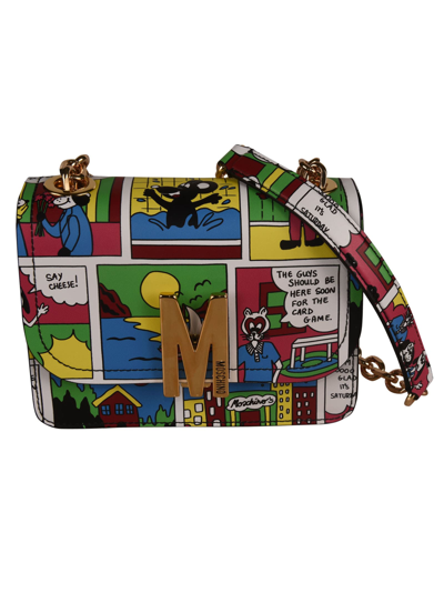 Moschino Comic Printed Flap Shoulder Bag In Multicolor | ModeSens