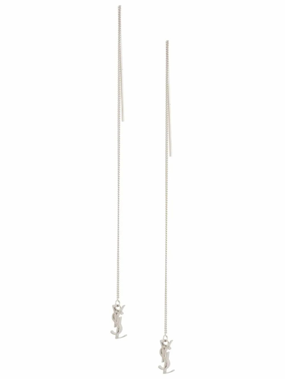 Saint Laurent Opyum Ysl Threader Earrings In Silver | ModeSens
