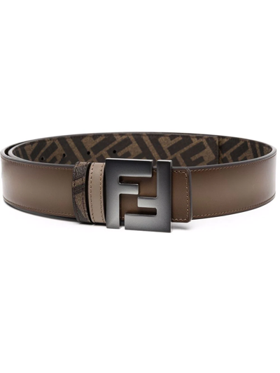 Fendi Ff-logo Reversible Belt In Brown | ModeSens