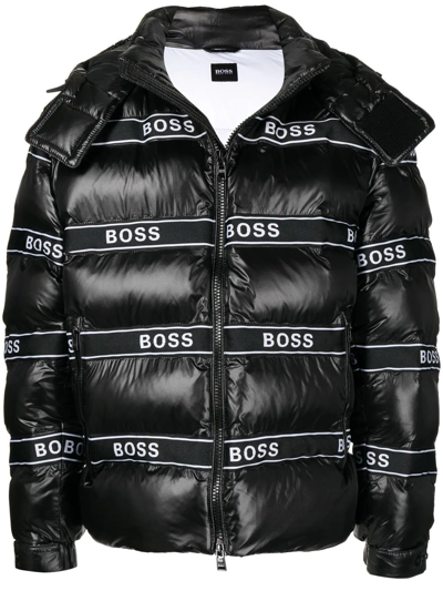Hugo Boss Down-filled Jacket With Logo Trims And Detachable Hood In ...