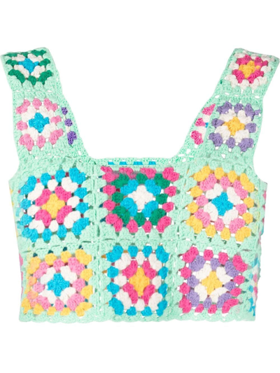 Mc2 Saint Barth Crochet Design Knitted Top In Green | ModeSens