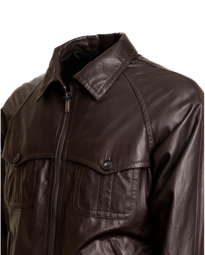 Tagliatore Brown Leather Jacket In Moro | ModeSens