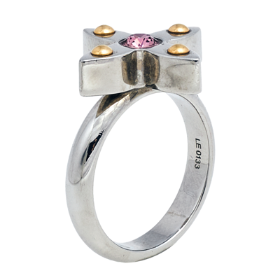 Pre-owned Louis Vuitton Love Letter Crystal Silver Tone Metal Ring Size ...