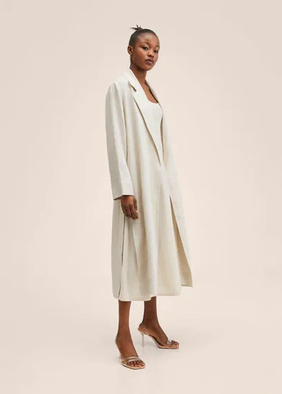 Mango 100% Linen Trench Coat Light/pastel Grey | ModeSens