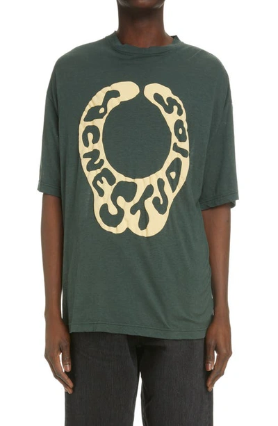 Acne Studios Cotton Logo Graphic Tee In Ab6 Khaki Green | ModeSens