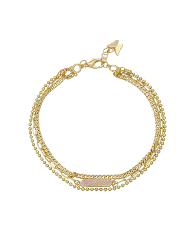 Unwritten 14k Gold Flash Plated Enamel Fearless Triple Strand Bracelet ...