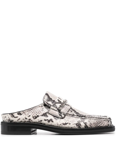 Martine Rose Square Toe Mule Faux Snake In Grey | ModeSens