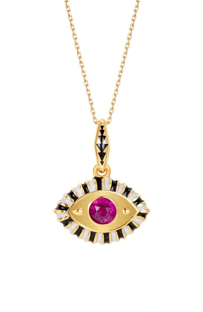 Nevernot Life In Colour 14k Yellow Gold Enameled Topaz Eye Necklace In ...