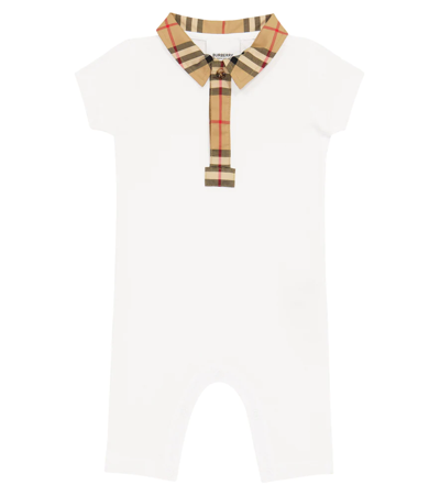 Burberry Baby Vintage Check Cotton Jersey Onesie In White | ModeSens