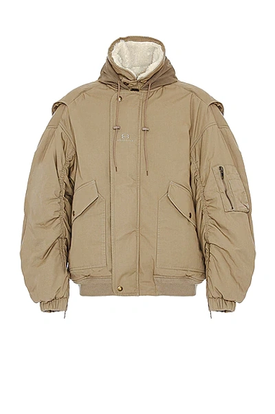 Balenciaga Unity Taupe Ripstop Cotton Bomber Jacket In Dune | ModeSens