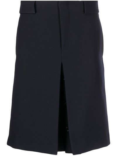 Raf Simons Inverted-pleat Wool Skirt In Schwarz | ModeSens