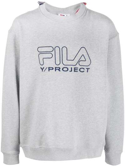 Y/project Logo Crew-neck Sweatshirt In Grey | ModeSens