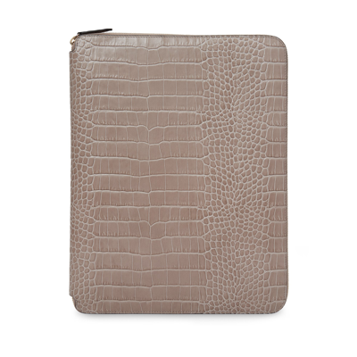 Smythson A4 Writing Folder With Zip In Mara In Taupe Modesens