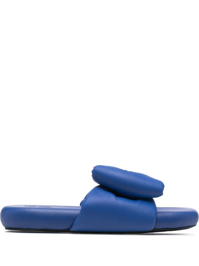 Off-white Ow Bow-detailed Padded Slides In Blue No Co | ModeSens