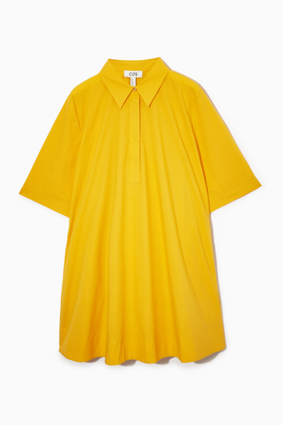 Cos A-line Poplin Mini Shirt Dress In Yellow | ModeSens