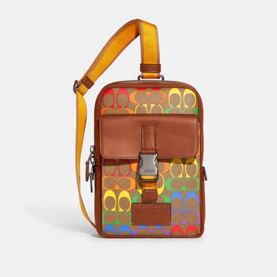 Coach Outlet Track Pack In Rainbow Signature Canvas In Multi | ModeSens