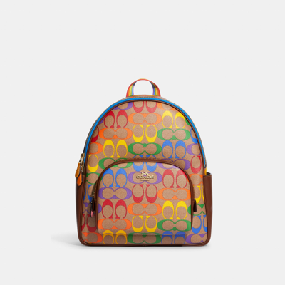 Coach Outlet Court Backpack In Rainbow Signature Canvas In Multi | ModeSens