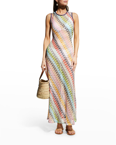 Missoni Open Back Crochet Knit Maxi Dress In Weiss Modesens