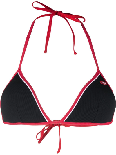 Diesel Logo-patch Halterneck Bikini Top In Black | ModeSens