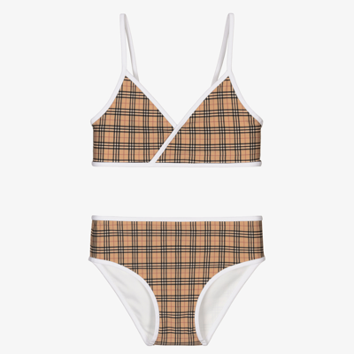 Burberry Teen Girls Beige Check Bikini | ModeSens