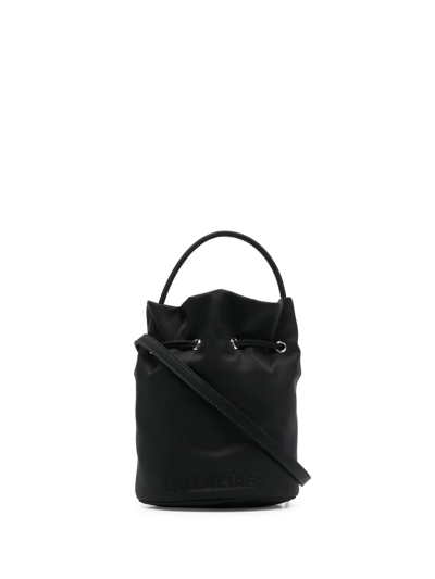 Balenciaga Wheel Drawstring Bucket Bag In Black | ModeSens
