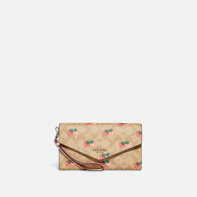Coach Travel Envelope Wallet In Signature Canvas With Strawberry Print ...