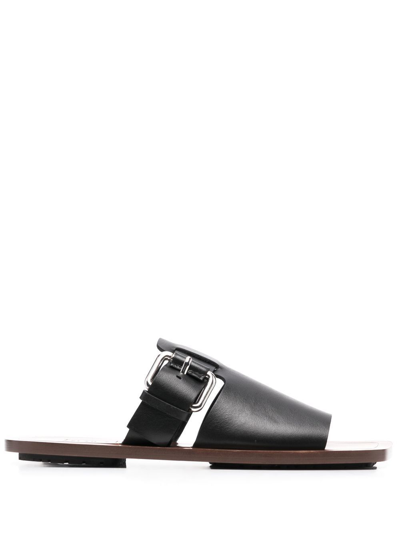 Plan C Square Toe Buckle-fastening Sandals In Black | ModeSens
