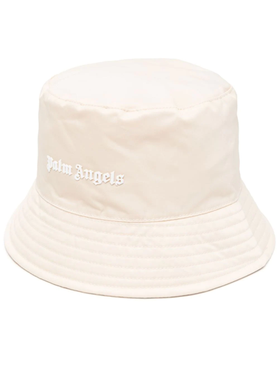 Palm Angels Lettering Logo Bucket Hat In Neutrals | ModeSens