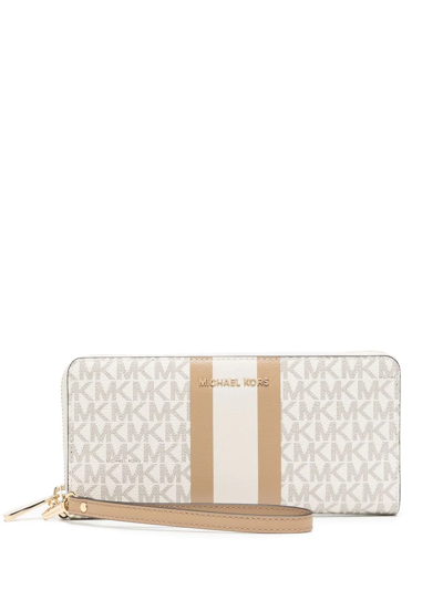 Michael Michael Kors Jet Set Monogram-print Wallet In Weiss | ModeSens