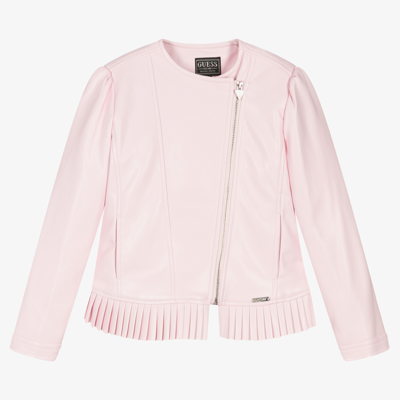 Guess Kids' Girls Pink Faux Leather Jacket | ModeSens