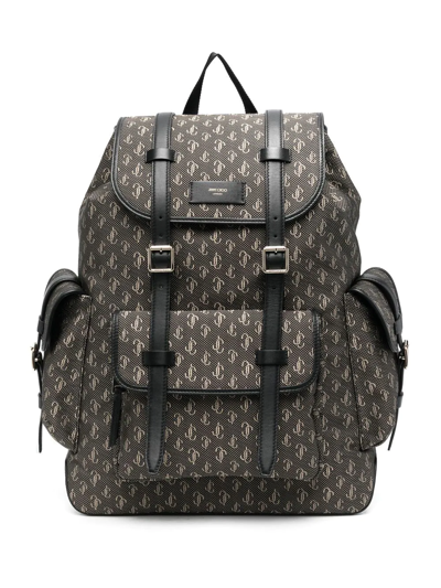 Jimmy Choo Monogram-pattern Backpack In Schwarz | ModeSens
