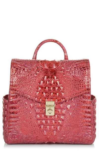 Brahmin Liz Medium Croc Embossed Leather Backpack In Red Dragon ...