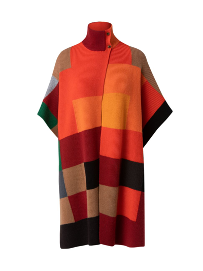 Akris Abstract Intarsia Rib Cashmere Cape In Multicolor | ModeSens