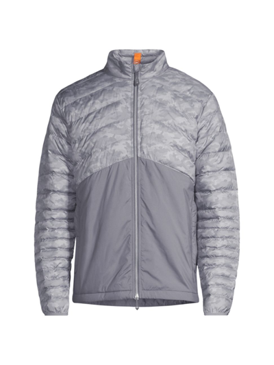 Peter Millar All Course Water Resistant Camo Puffer Coat In Gale Grey ...