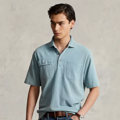 Polo Ralph Lauren Classic Fit Indigo Mesh Polo Shirt In Light Indigo ...