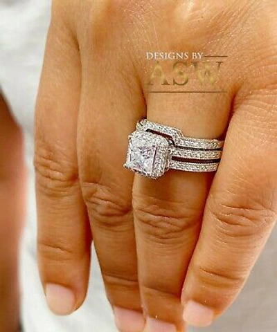 Pre-owned Asw 14k White Gold Princess Forever One Moissanite Diamond ...