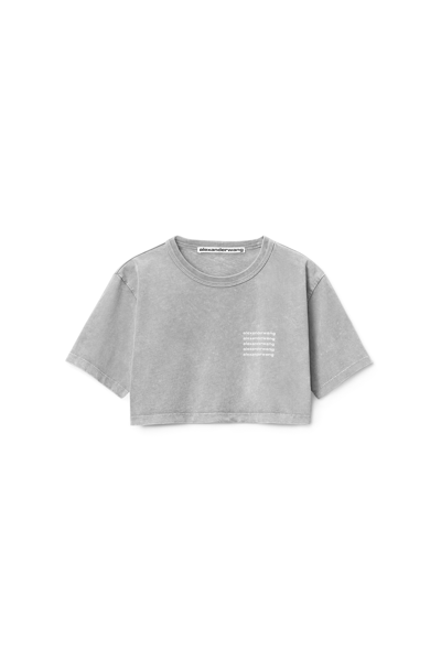 Alexander Wang Crop Tee In Acid Wash Jersey In Acid Grey | ModeSens