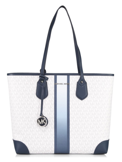 Michael Michael Kors Eva Monogram Coated Canvas Tote In Chambray | ModeSens