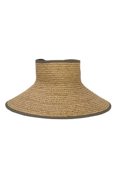 Frances Grey Paloma Raffia Visor In Natural/ Natural | ModeSens