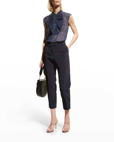 Maison Common Techno Crepe Straight-leg Ankle Pants In Navy | ModeSens