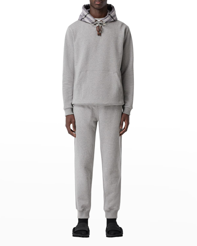 Burberry Men's Stephan Check Sweatpants In Pale Grey Melange | ModeSens