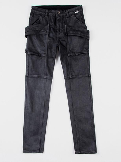 Pre-owned Drkshdw Men Streamer Double Ring Waxed Denim Pants In Black ...