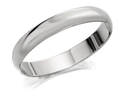 Pre-owned F.hinds Platinum D Shaped Wedding Ring 3mm Commitment Band ...