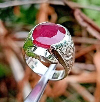 Pre-owned Handmade Natural Natural Big Ruby Ring 6.8 Ct Real Red Ruby ...