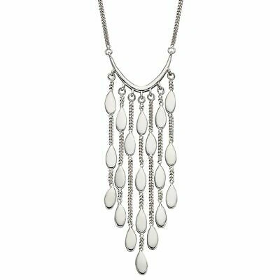Pre-owned Fiorelli Sterling Silver Drop Shape Waterfall V Bar Necklace ...