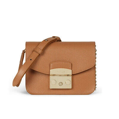 Pre-owned Furla Woman Crossbody Bag Metropolis Mini In Brown Leather ...