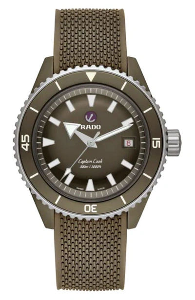 Rado Captain Cook High Tech Ceramic Automatic Rubber Strap Watch, 43mm ...