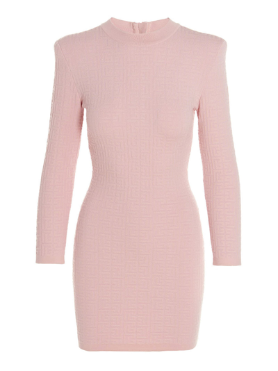 Balmain Monogram Dress In Pink | ModeSens